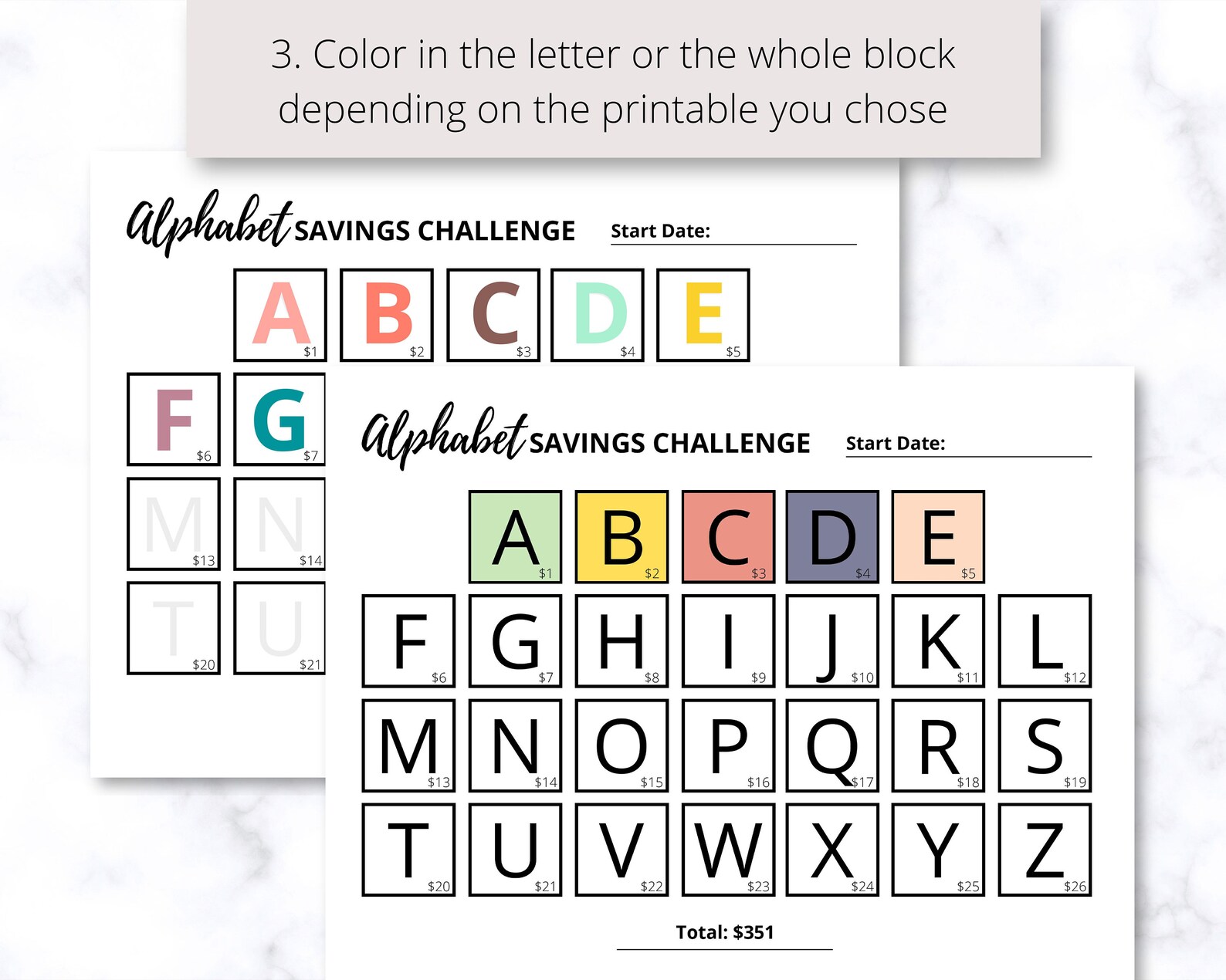 Alphabet Savings Challenge Printable PDF, 26 Weeks Savings Challenges ...