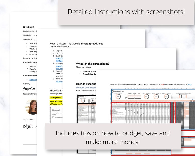 Goal Planner Google Sheets Spreadsheet, Digital Goal Tracker (daily ...