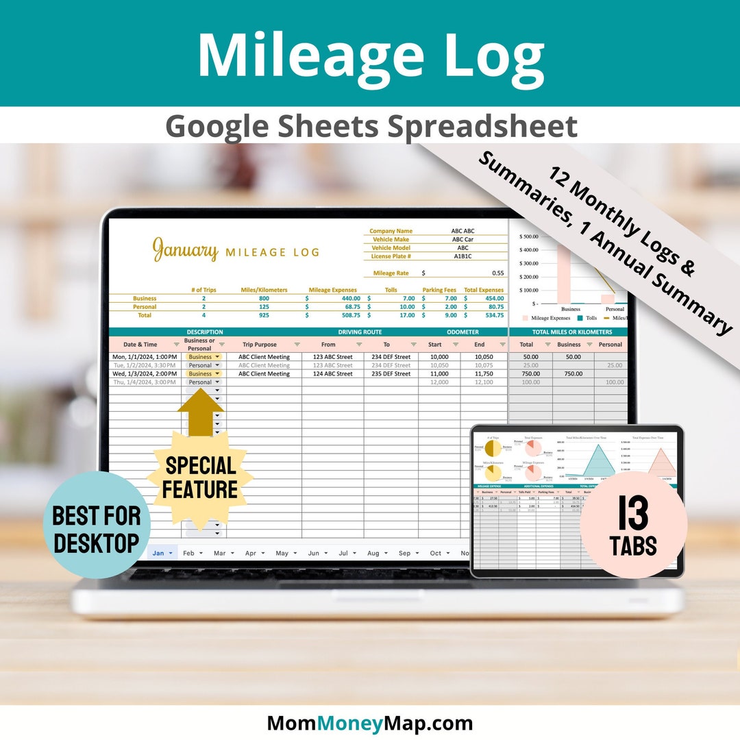 Car Mileage Tracker, Vehicle Mileage Log for Business and Work, Track ...