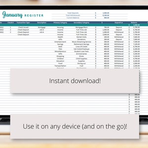 Bank Transactions Register With Monthly & Annual Summaries Excel ...