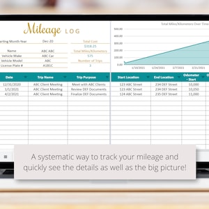 Car Mileage Tracker, Vehicle Mileage Log for Business and Work, Track ...