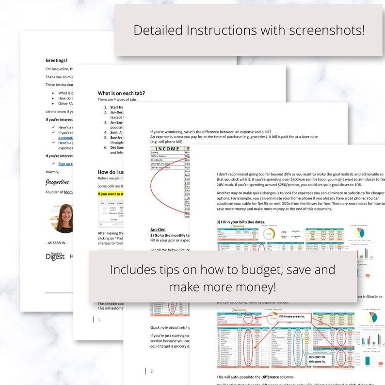 Monthly & Annual Budget Tracker Excel Spreadsheet Worksheet Template ...
