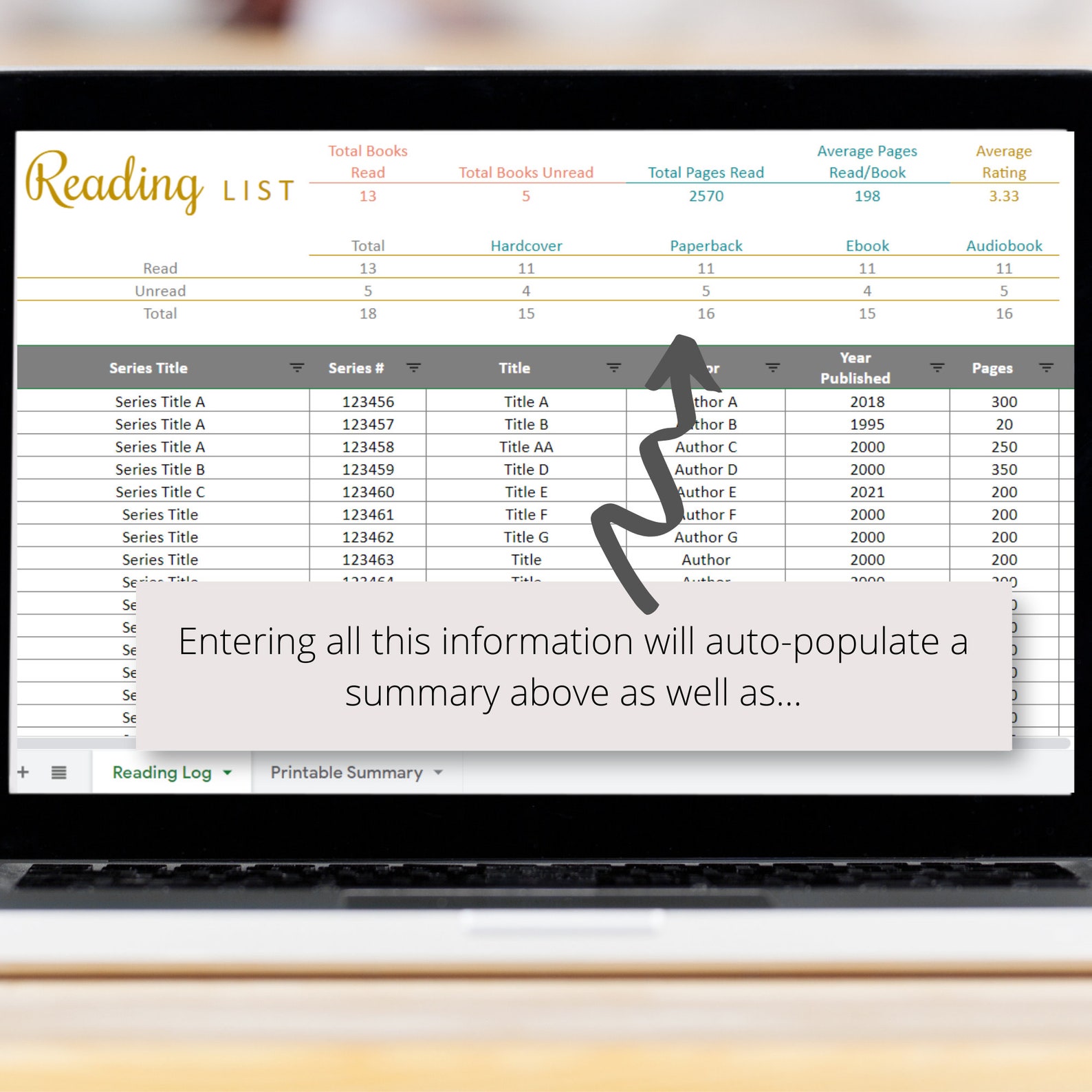 Book Reading List Spreadsheet Reading Planner Challenge - Etsy