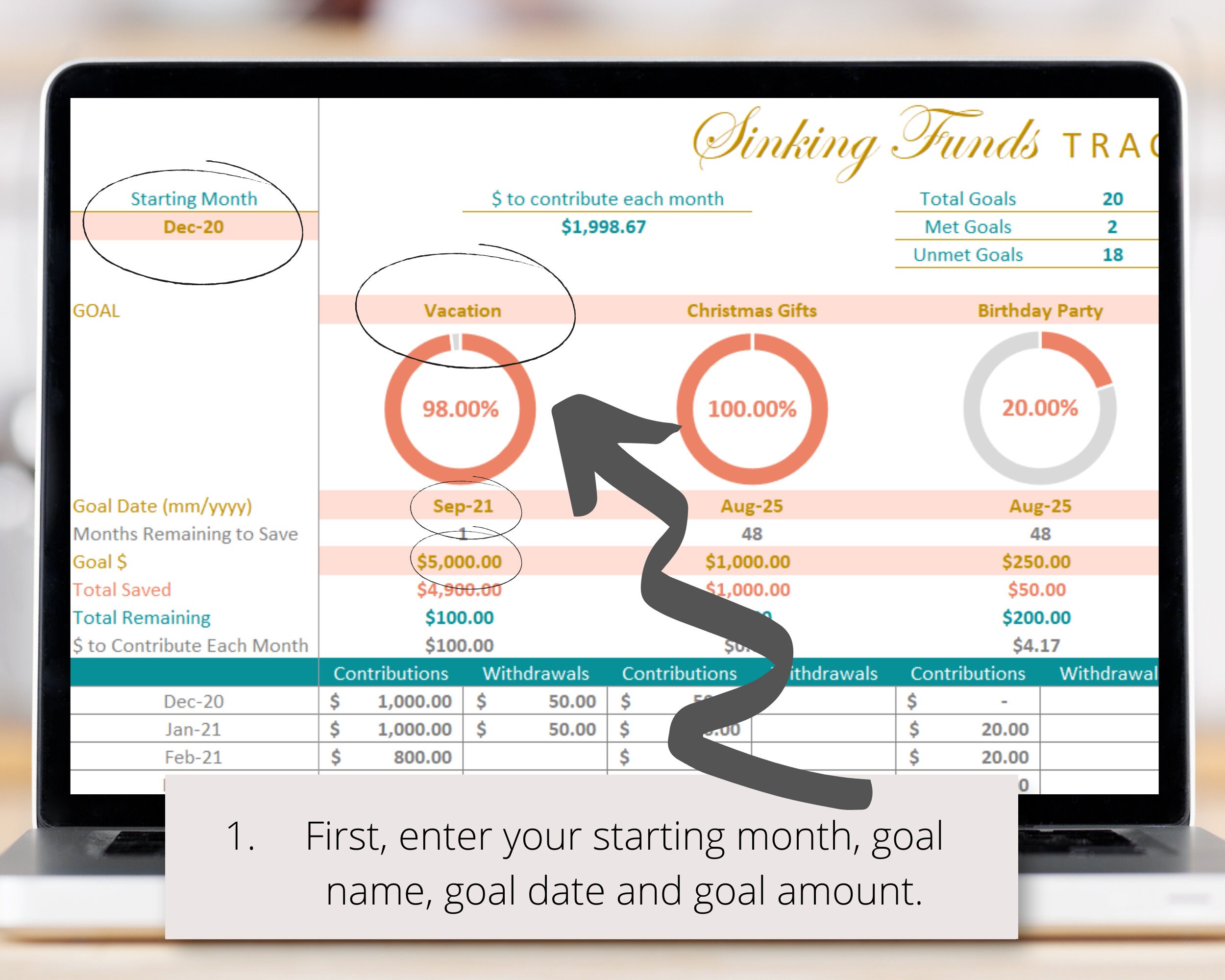 Sinking Funds Track Sinking Funds List and Monthly Tracker Breakdown ...