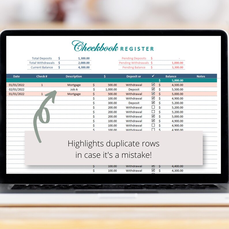 Simple Checkbook Register Excel Spreadsheet, Track Your Bank Accounts ...