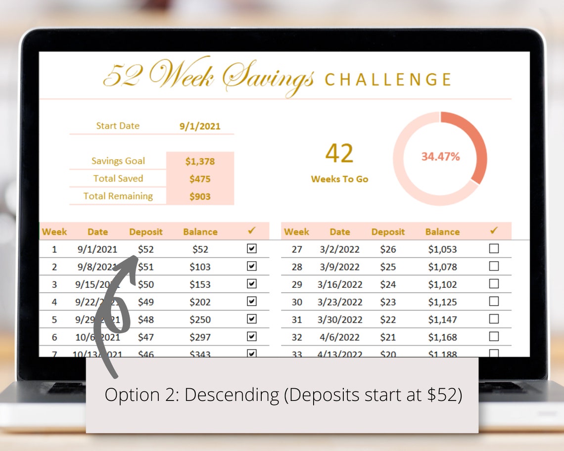 52 Week Savings Challenge Excel Spreadsheet, Stay Motivated to Save for ...