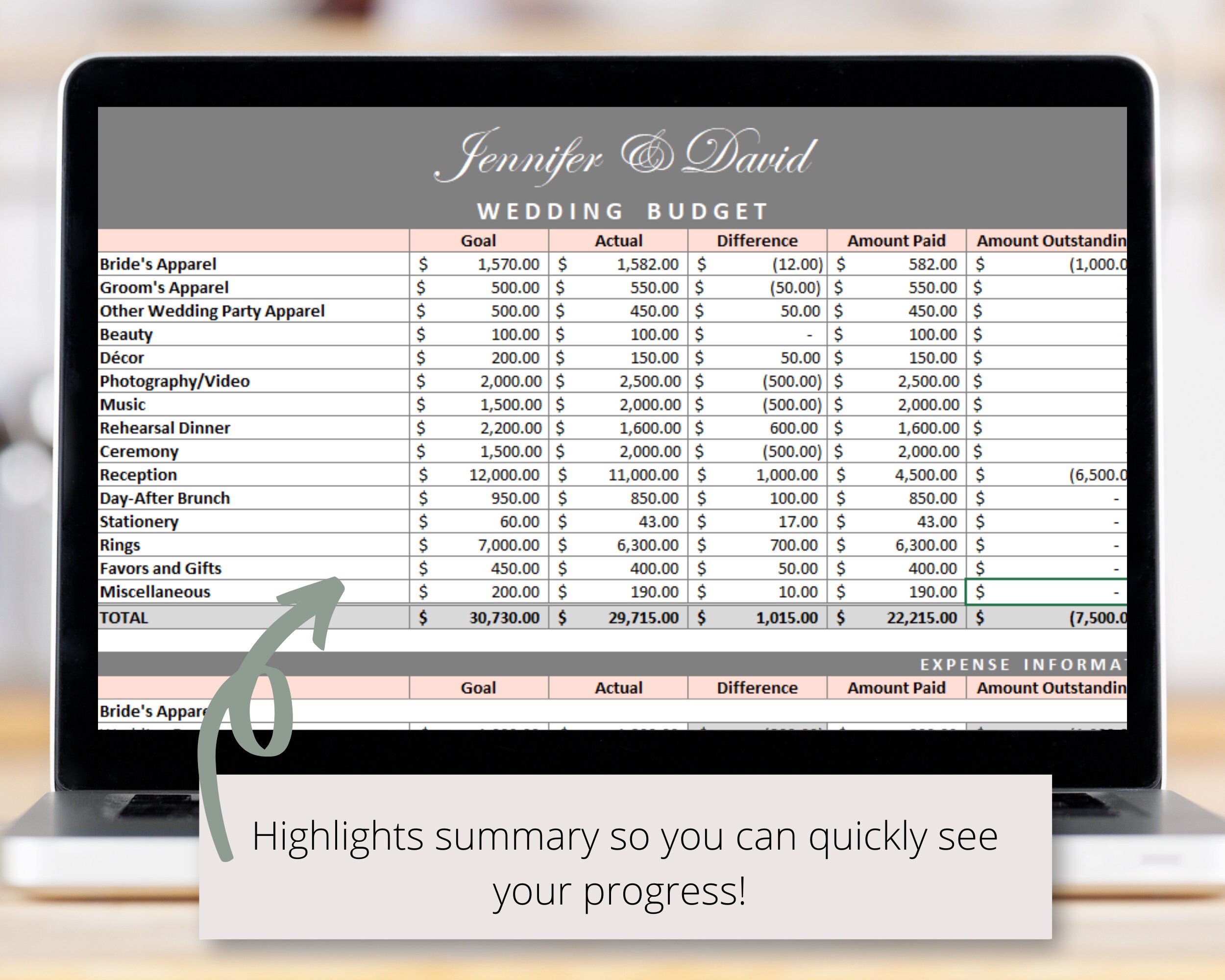 Wedding Budget Excel Spreadsheet | Planner Template | Instant Download ...