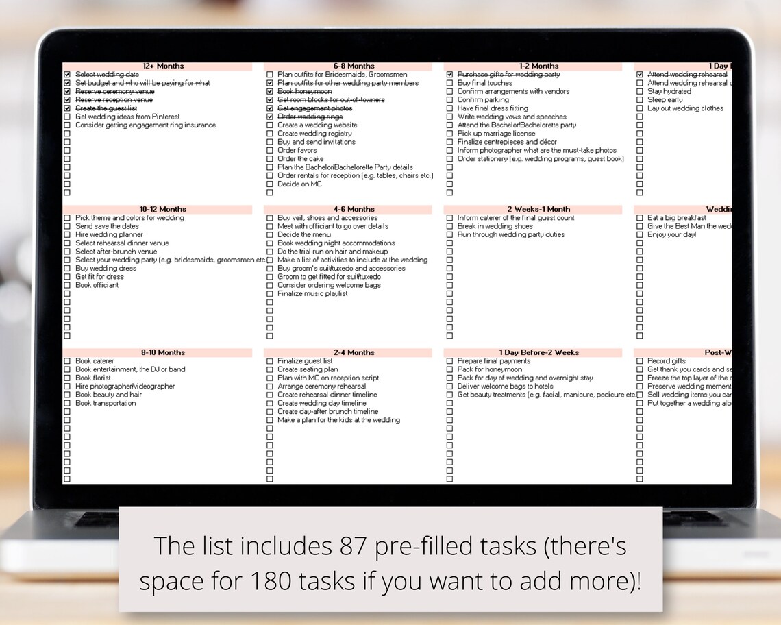 Wedding Plan Checklist Excel Spreadsheet Wedding Plan List - Etsy Canada