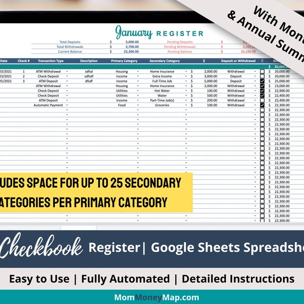 Checkbook Register - Etsy