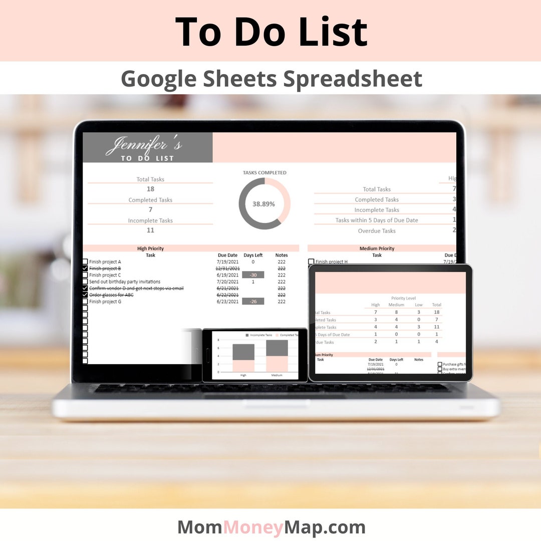 Digital to Do List Google Sheets Spreadsheet | Checklist Editable ...