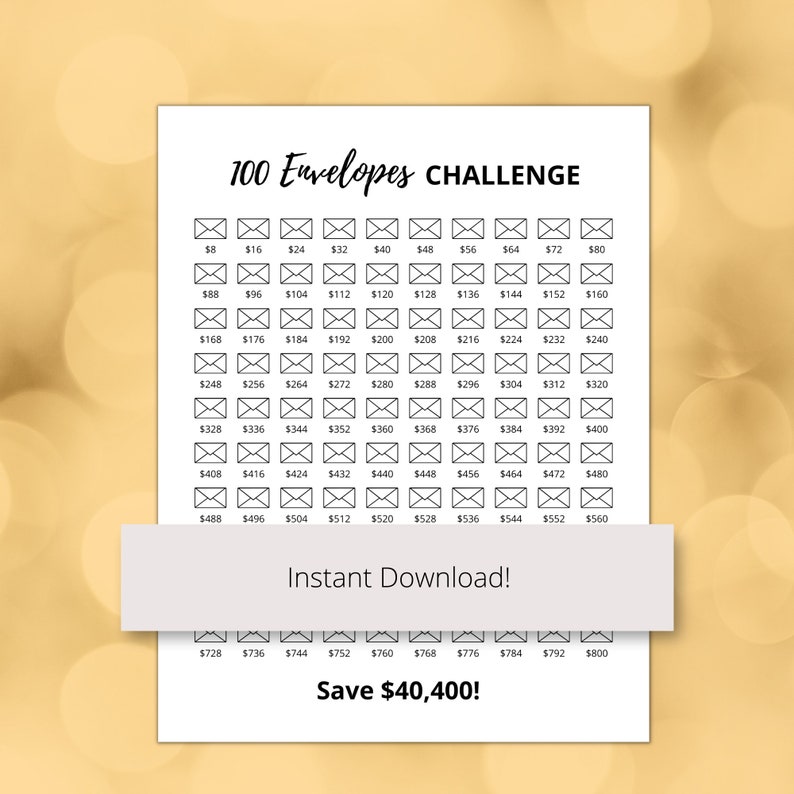 40k Savings Challenge Printable PDF, Save 40000 in 100 Days, 100 ...