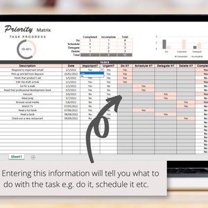 Eisenhower Matrix Excel Productivity Planner Template Using the Urgent ...
