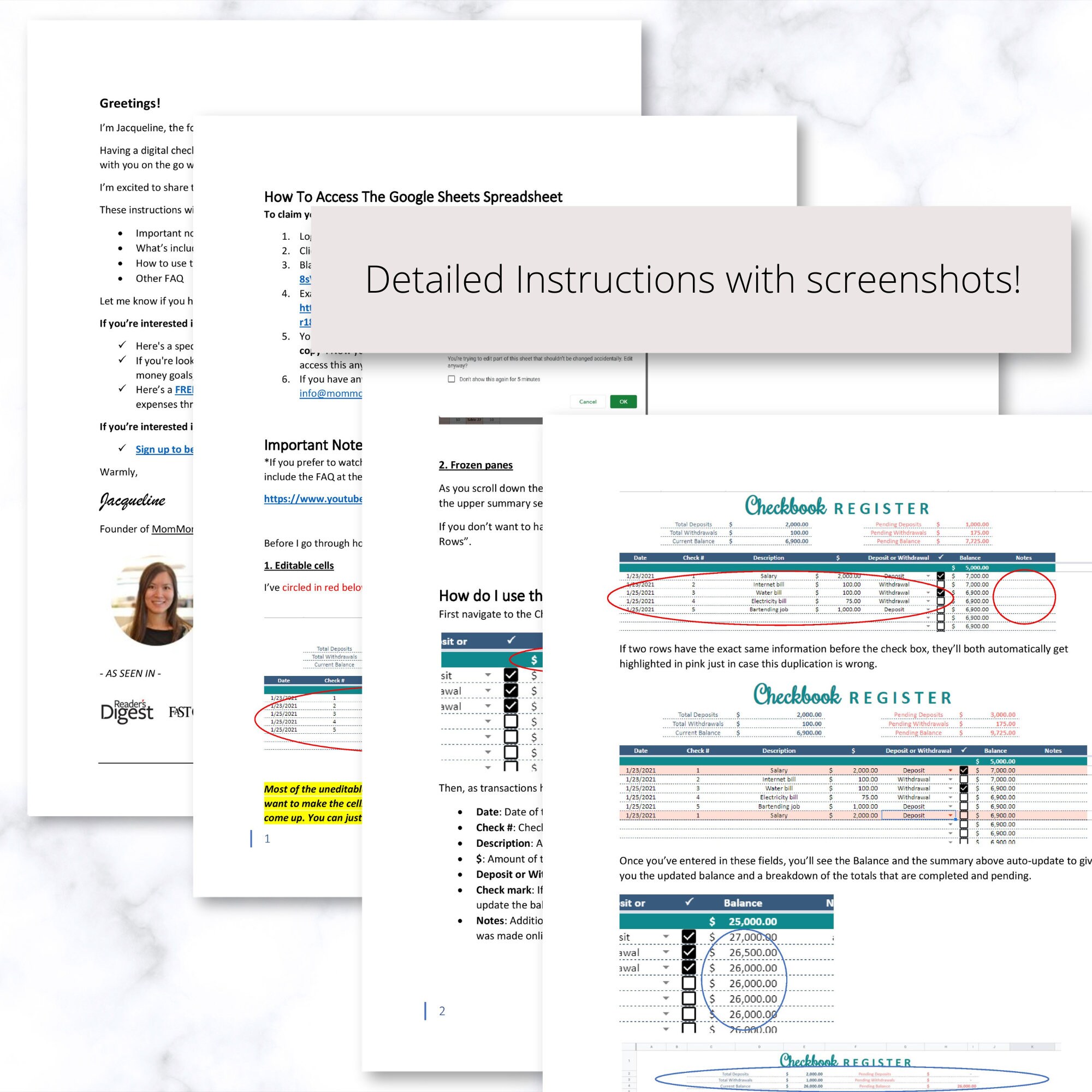Simple Checkbook Register Google Sheets Spreadsheet, Track Your Bank ...