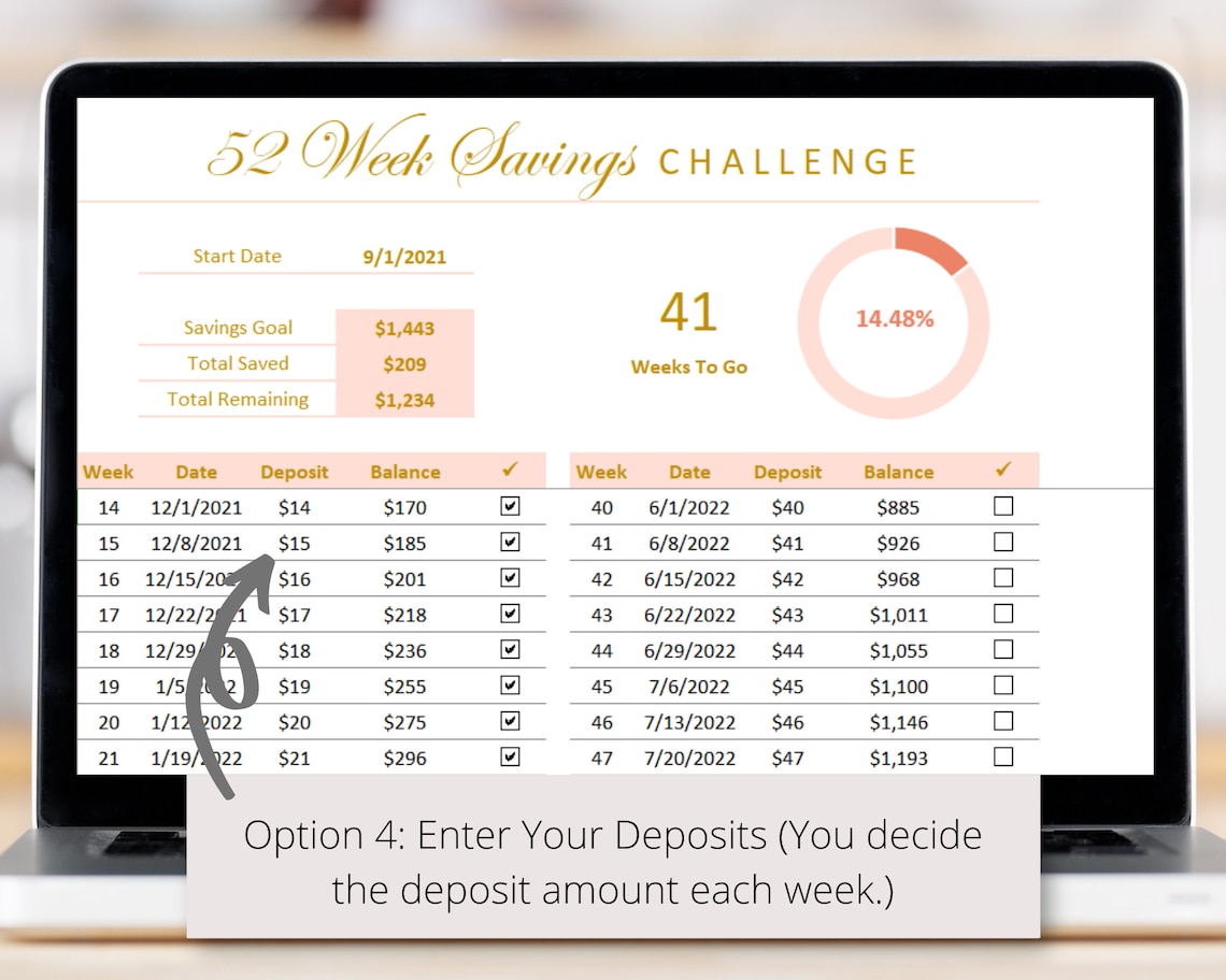 52 Week Savings Challenge Excel Spreadsheet Stay Motivated - Etsy