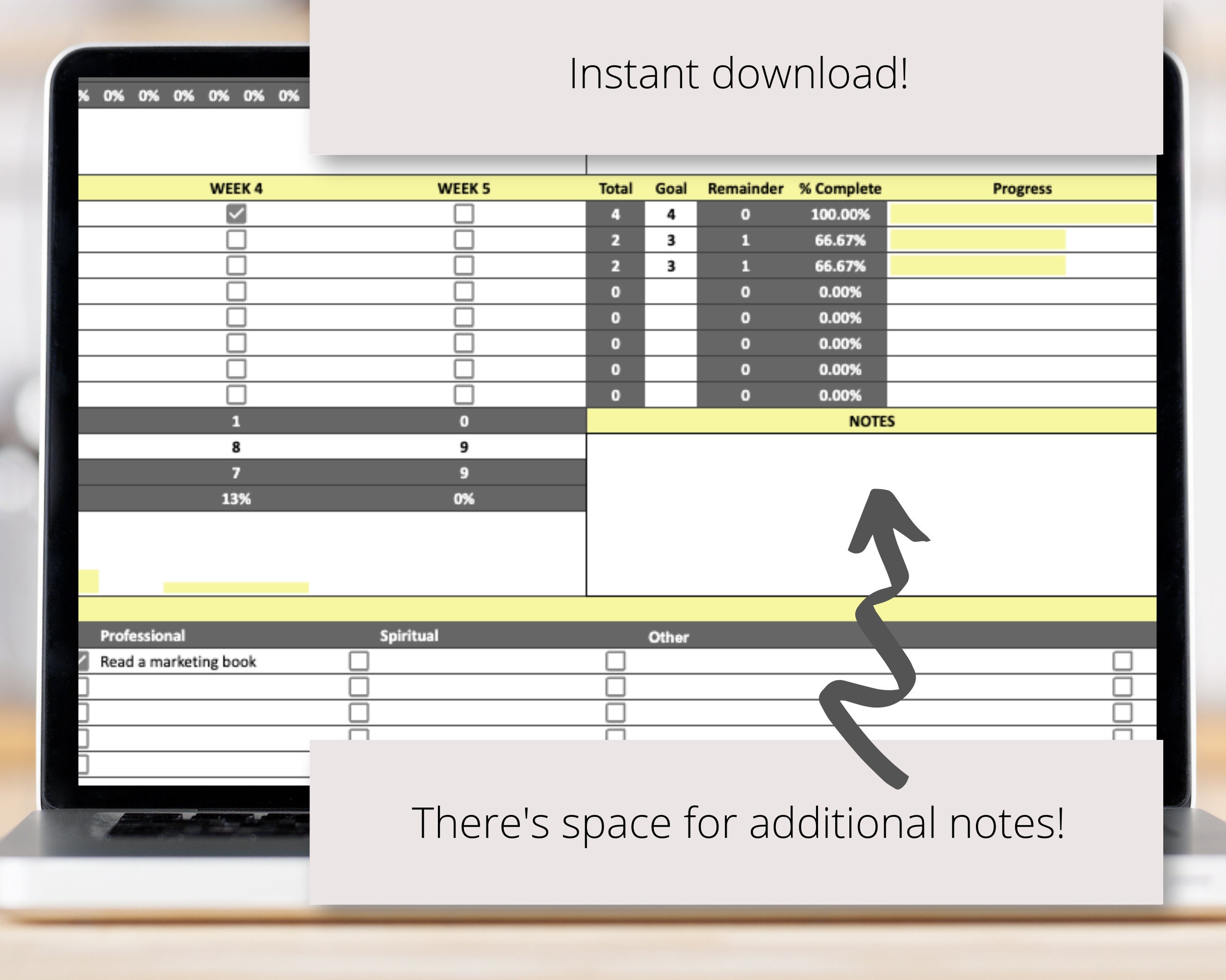 Goal Tracker Planner Google Sheets Spreadsheet to Set and Track Daily ...