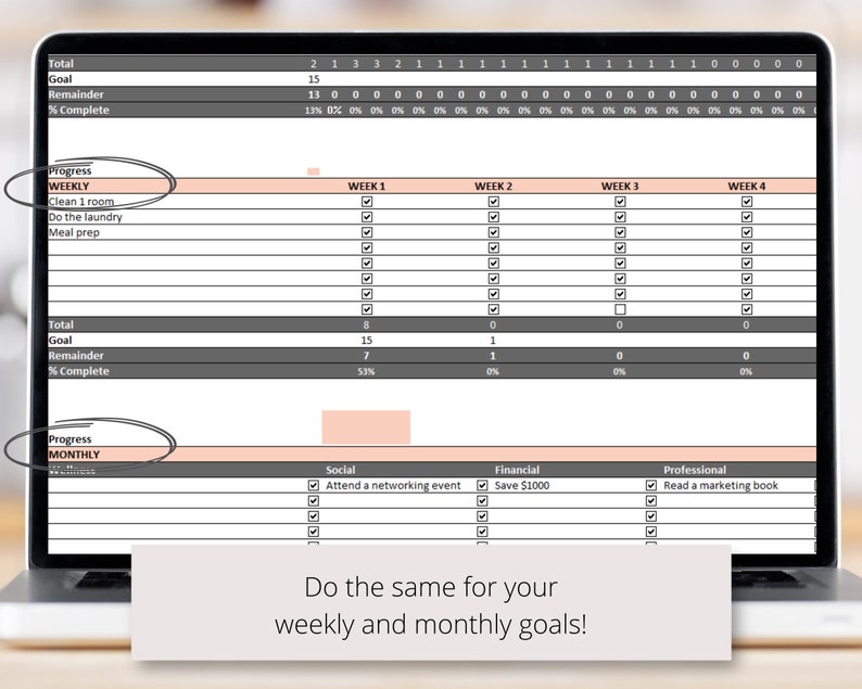 Goal Setting Planner Editable Template Digital Fillable Excel ...