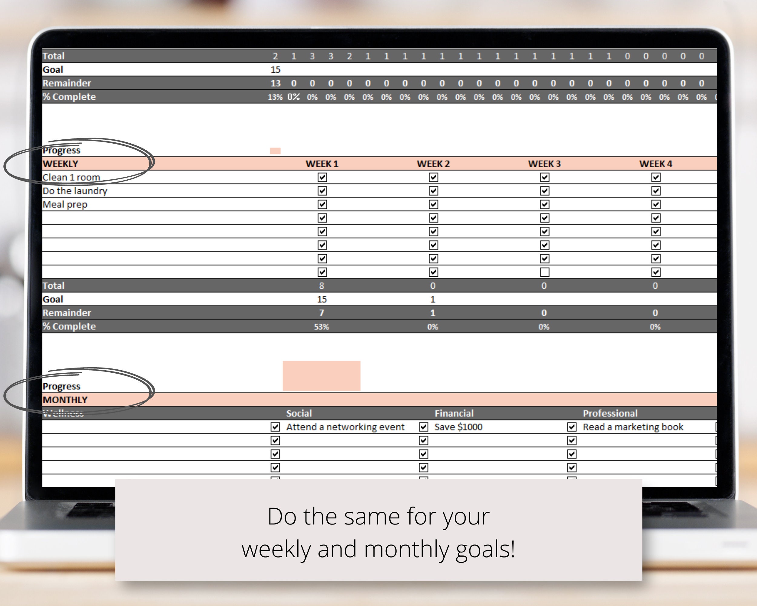 Goal Setting Planner Editable Template Digital Fillable Excel ...