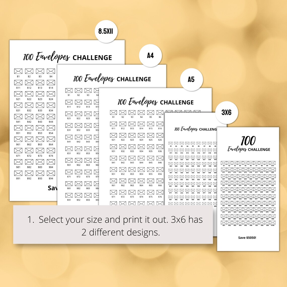 5k Savings Challenge Printable PDF, Save 5000 in 100 Days, 100 Envelope ...