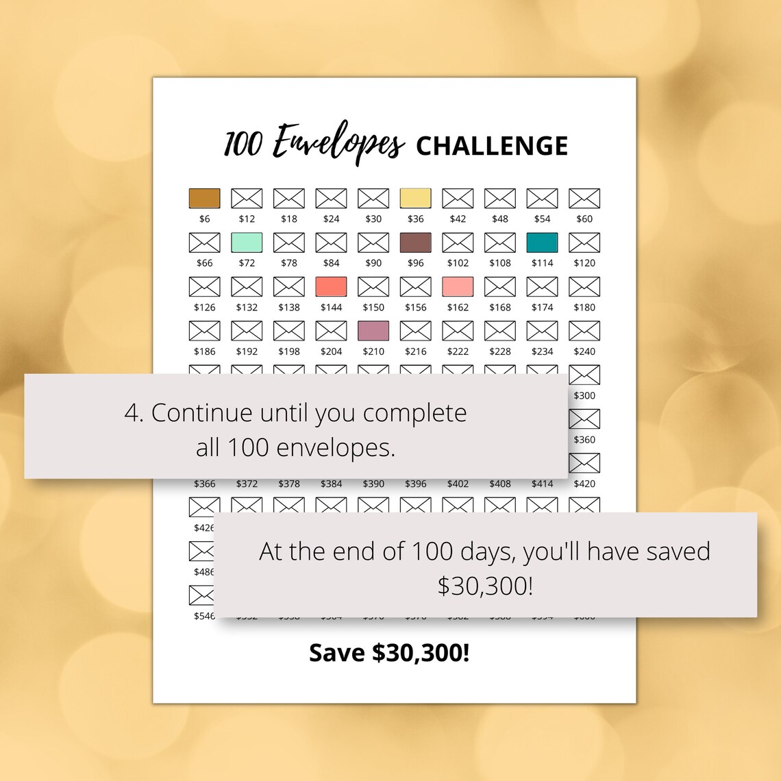 30k Savings Challenge Printable PDF, Save 30000 in 100 Days, 100 ...