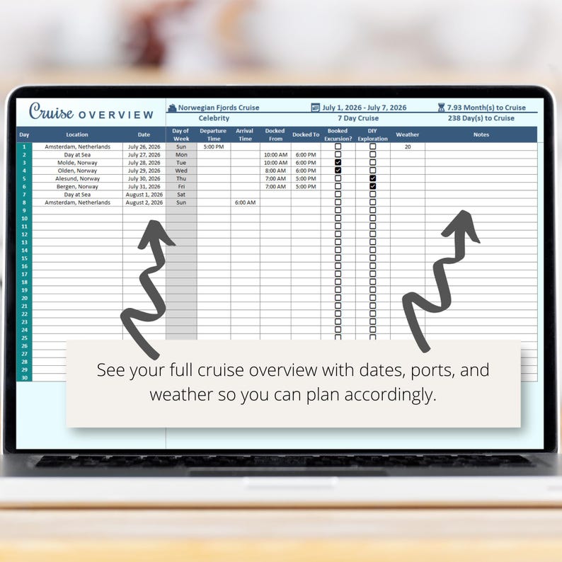 Cruise Planner Excel Spreadsheet | Cruise Travel Planning | Cruise ...