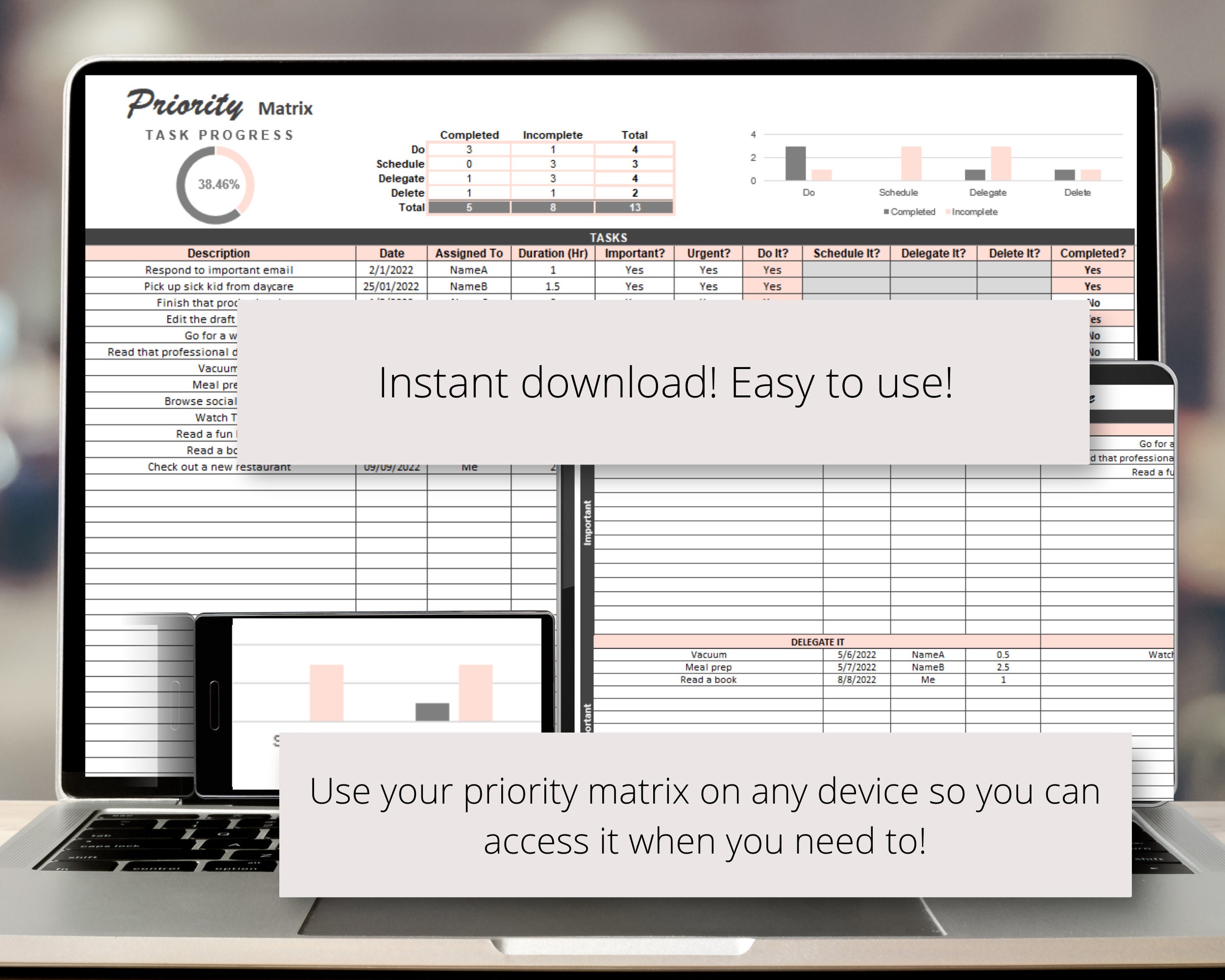 Task Priority Matrix Planner With Eisenhower Method Urgent-important ...