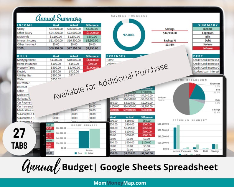 Checkbook Register Google Sheets Spreadsheet | Track Your Bank Accounts ...