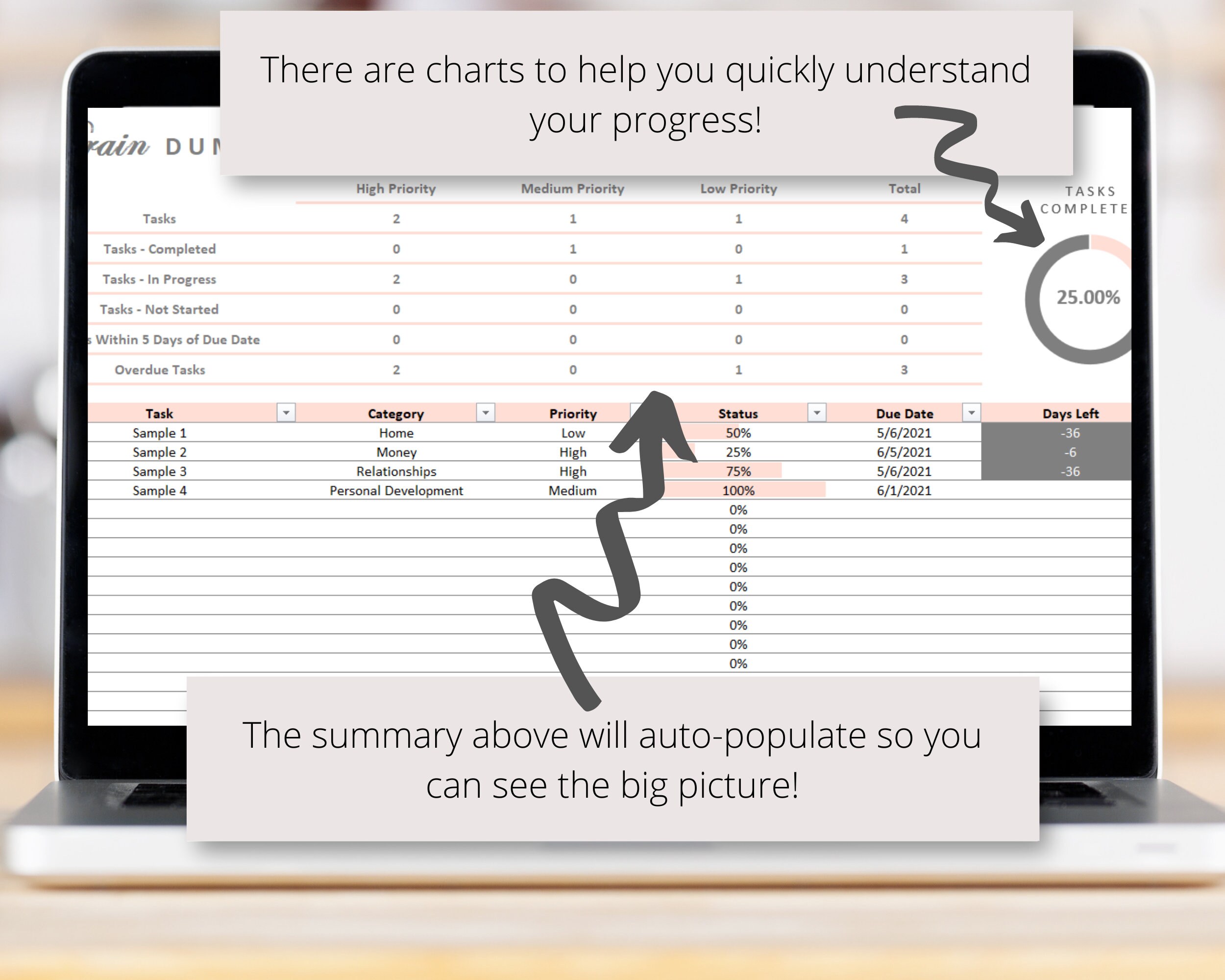Brain Dump Excel Spreadsheet Template Track and Organize - Etsy