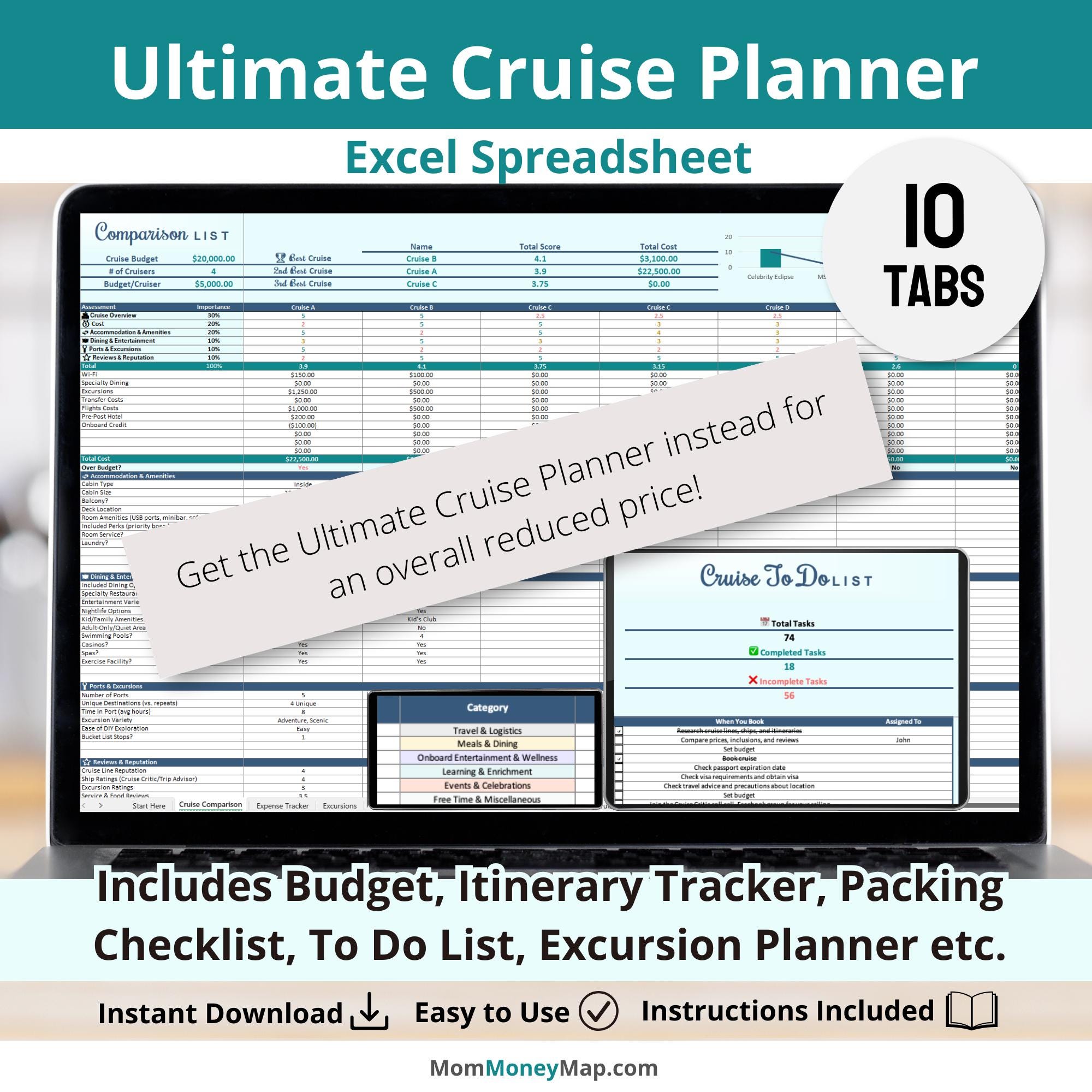 Cruise Comparison List Excel Spreadsheet, Cruise Options and Prices ...