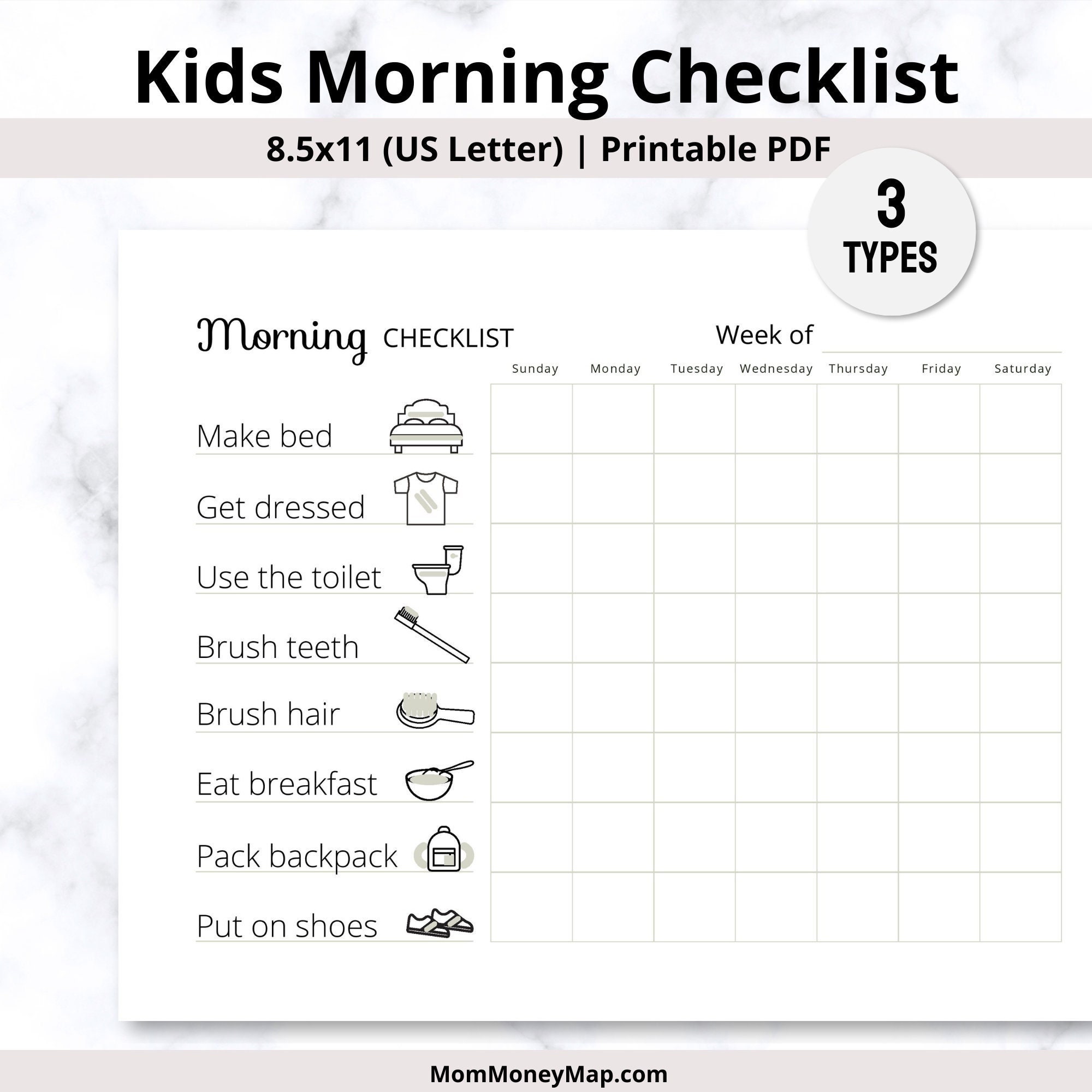 Kids Morning Routine, Kids Morning Checklist, Morning Routine Chart for ...