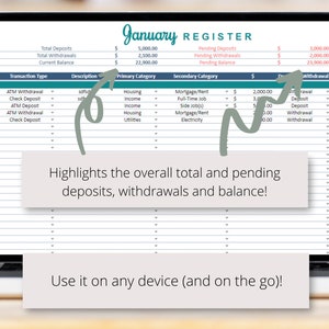 Checkbook Register With Monthly and Annual Summaries Google - Etsy