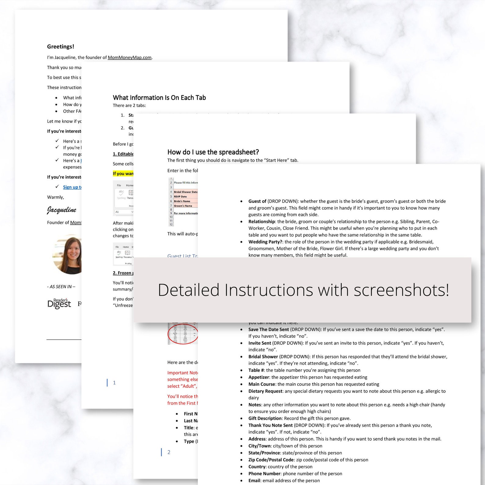 Bridal Shower Guest List Excel Spreadsheet Template, Engagement Party ...