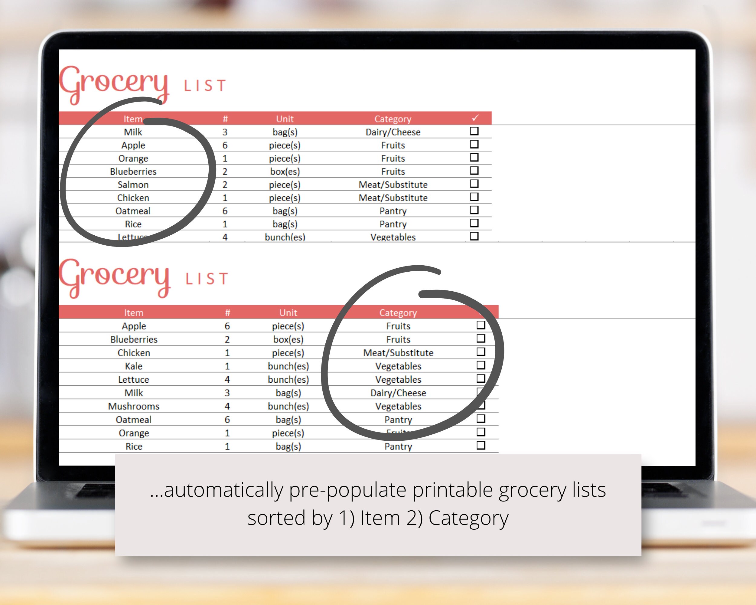 Meal Prep Planner With Menu, Grocery List for Weekly, Daily Family Meal ...