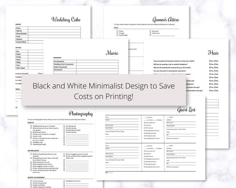 Wedding Planner Printable PDF Minimalist Wedding Activity - Etsy