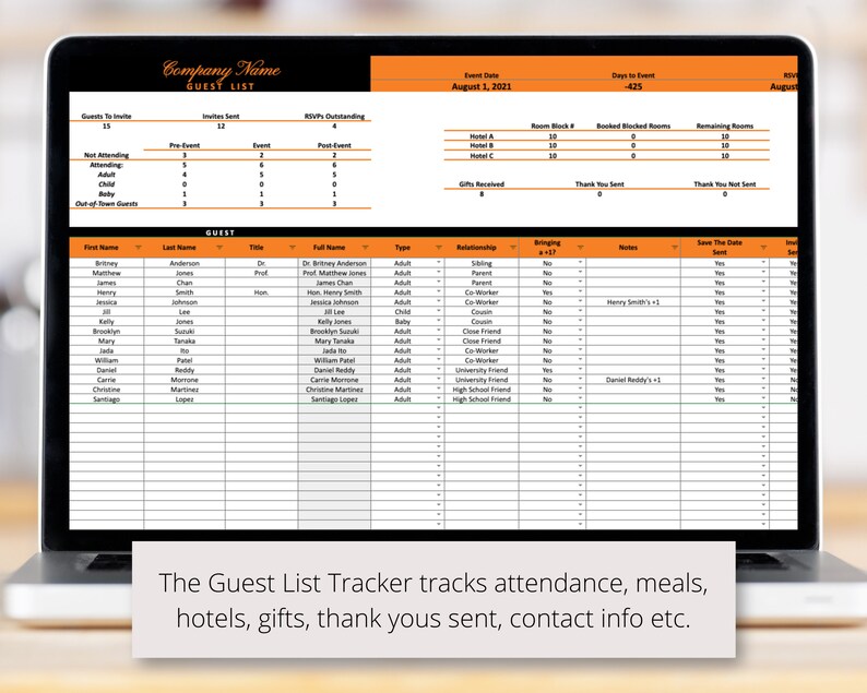Gala Event Planner Google Sheets Spreadsheet Template for - Etsy
