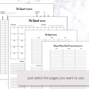No Spend Challenge Printable PDF, Zero Spend Tracker to Track Your No ...