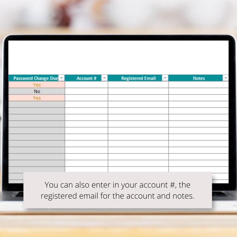 Password Tracker Excel Spreadsheet | Organize Your Accounts and ...