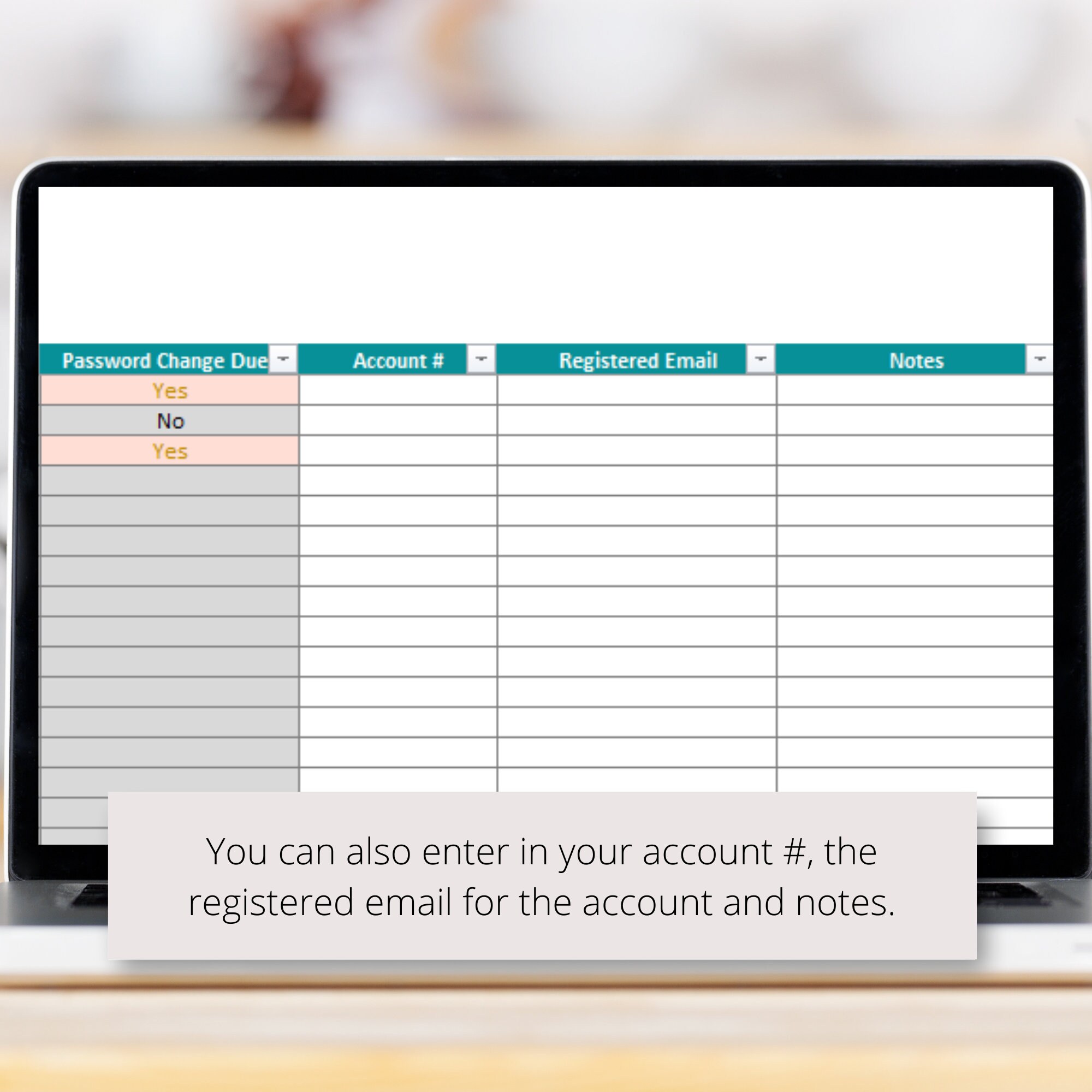 Password Tracker Excel Spreadsheet | Organize Your Accounts and ...