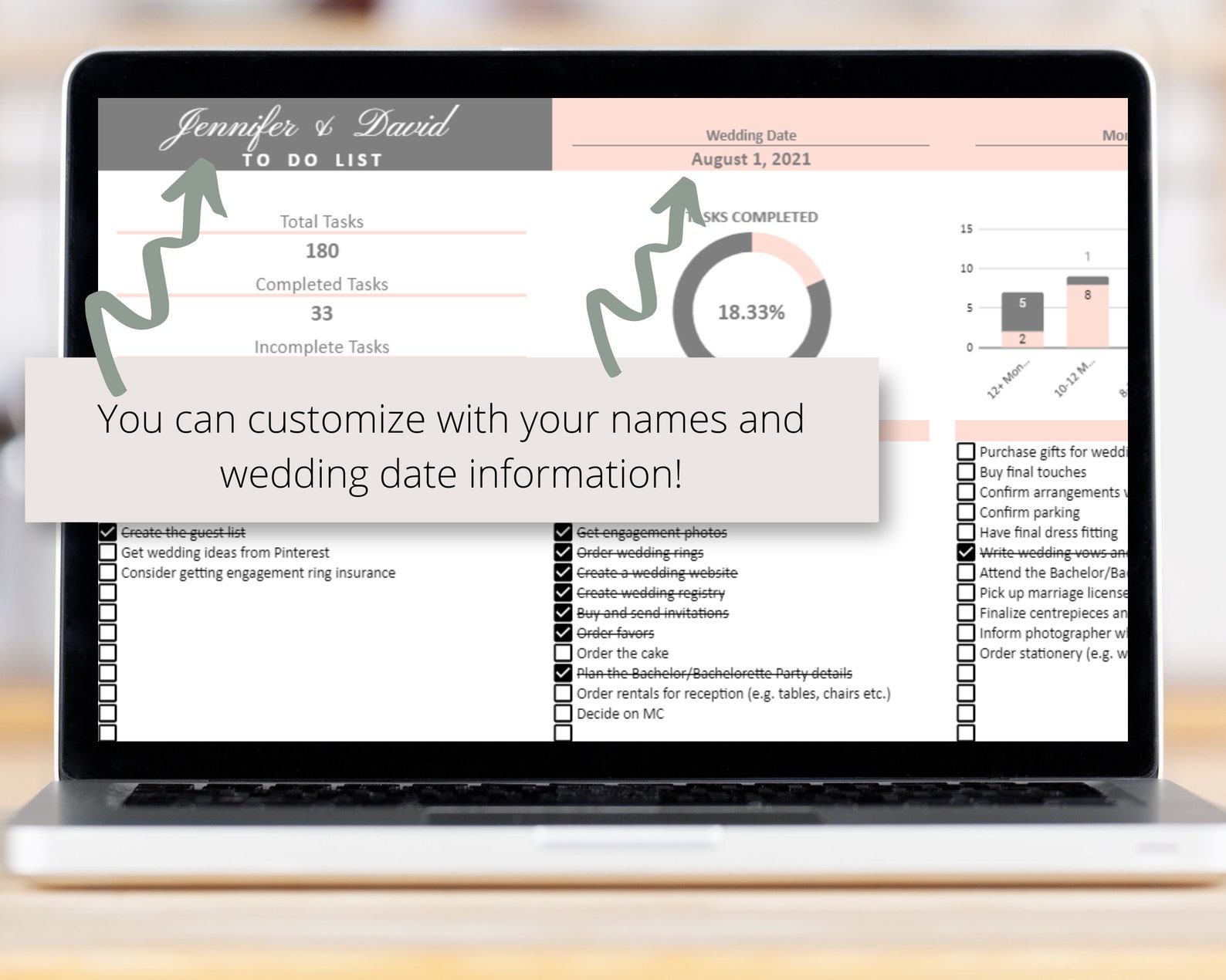 Wedding to Do List Google Sheets Spreadsheet Wedding Planner - Etsy