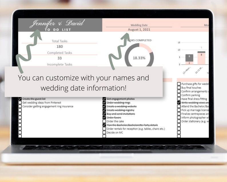 Wedding To Do List Google Sheets Spreadsheet Wedding Planner Etsy