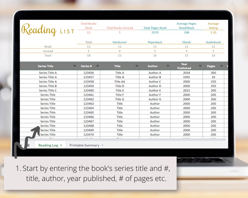 Book Reading List Spreadsheet Reading Planner Challenge - Etsy