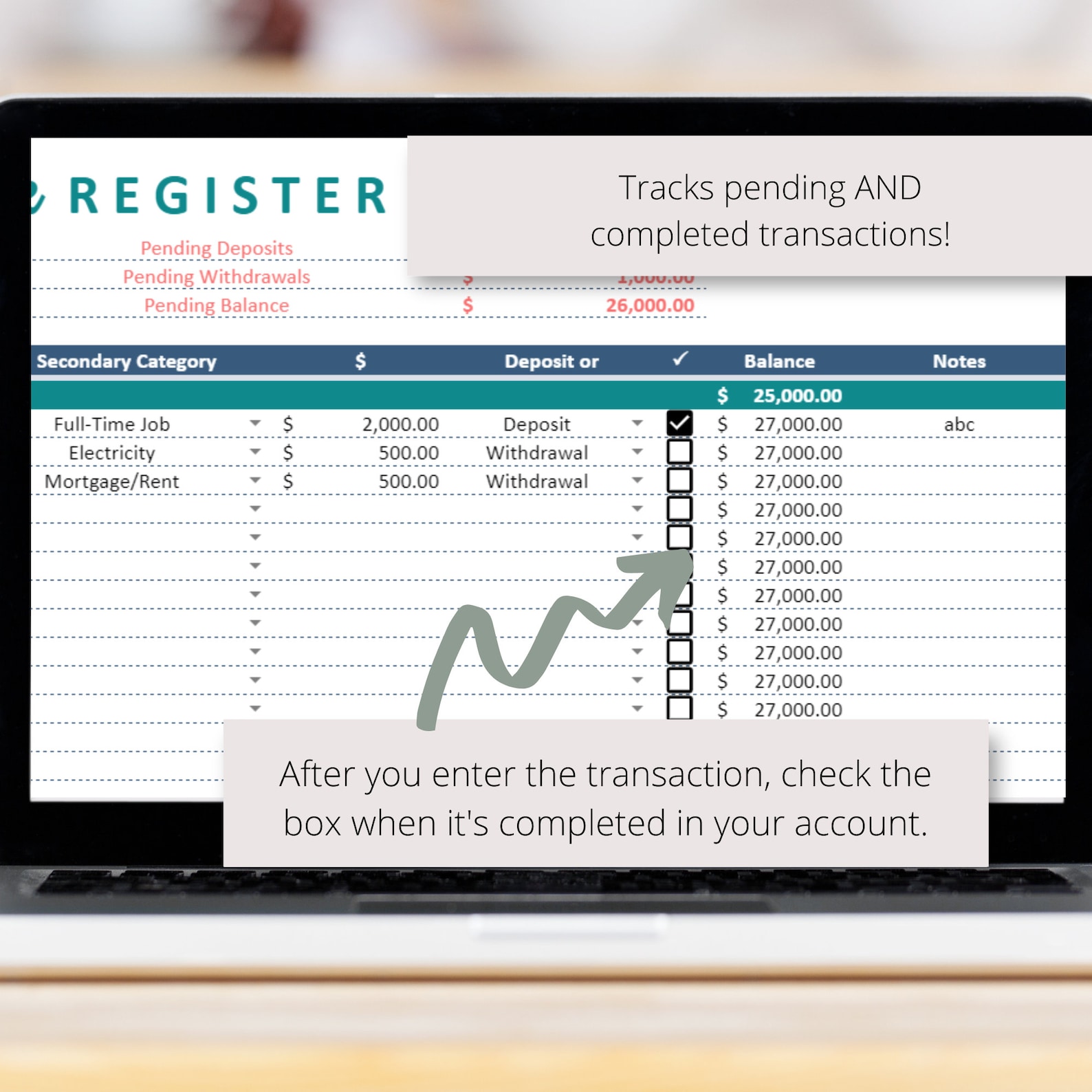 Checkbook Register With Monthly and Annual Summaries Google Sheets ...