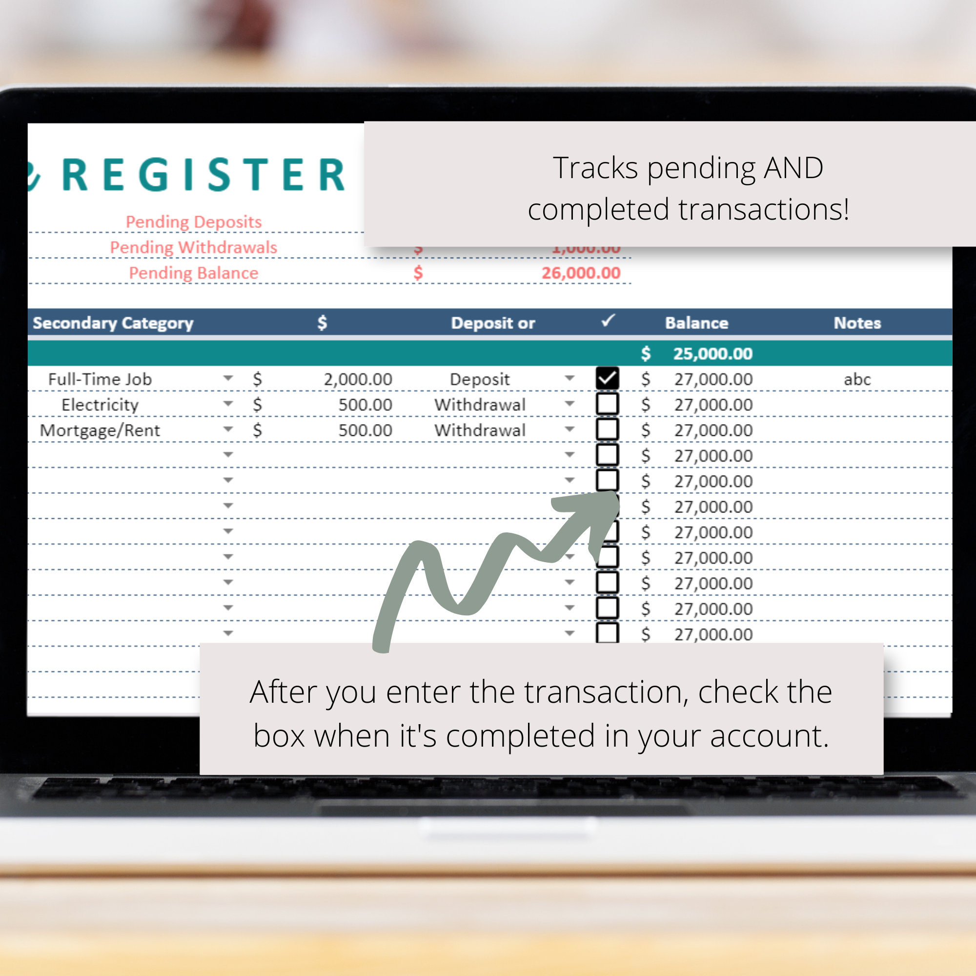Checkbook Register With Monthly and Annual Summaries Google Sheets ...