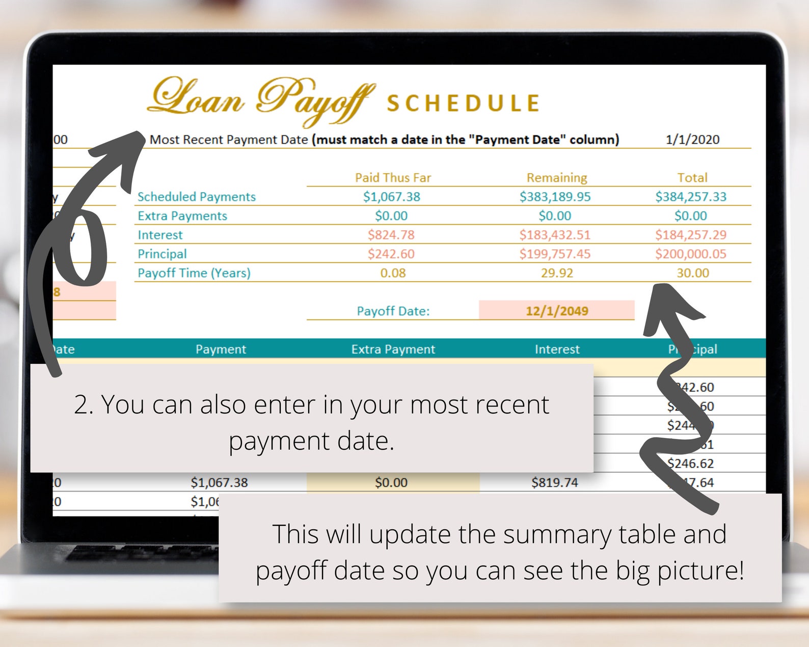 Loan Payoff Schedule Excel Spreadsheet Template, Mortgage Amortization ...