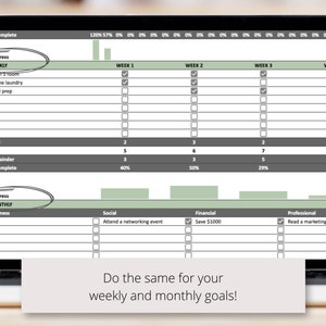 Goal Sheet Planner Google Sheets Spreadsheet for Daily, Weekly ...