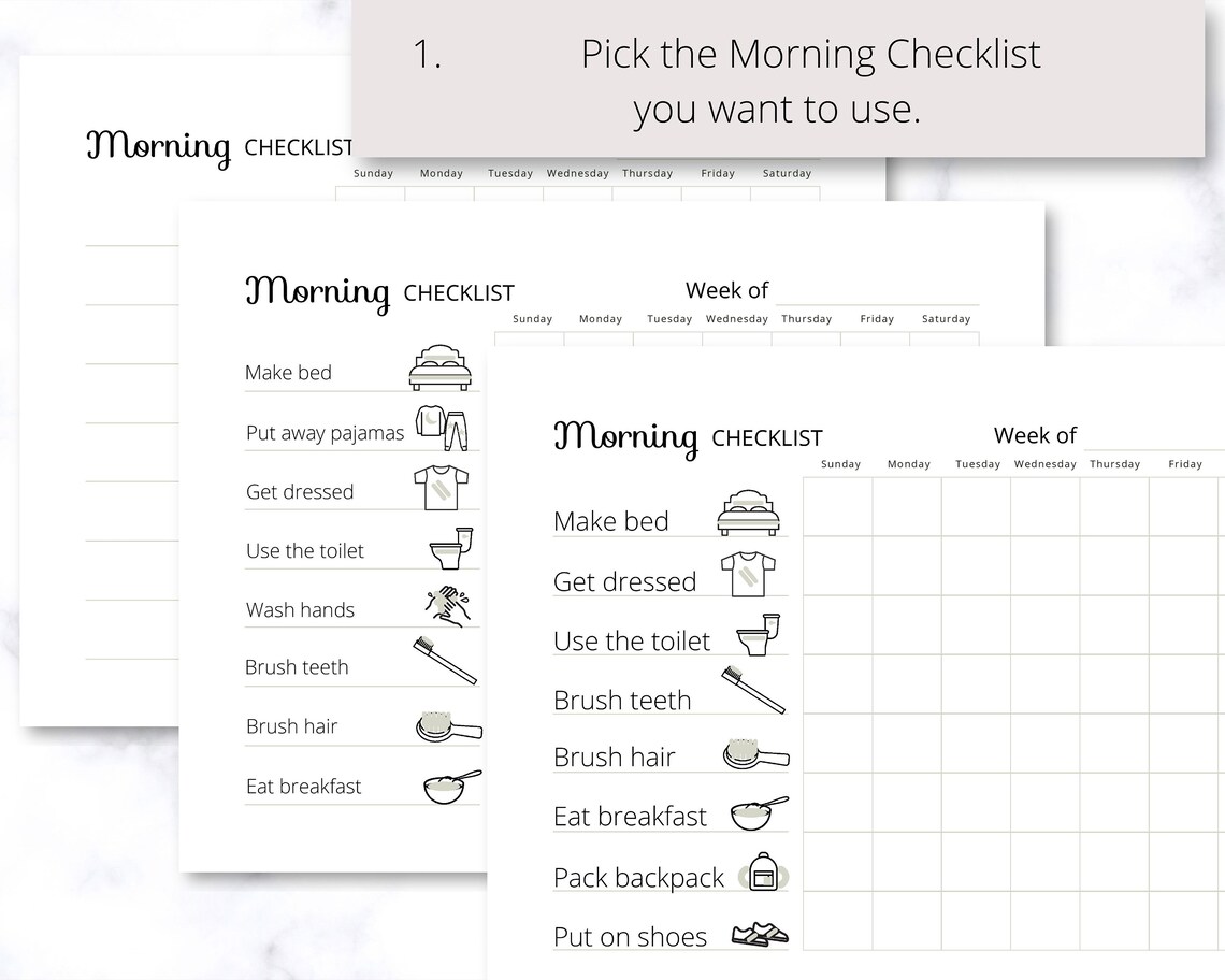 Kids Morning Routine, Kids Morning Checklist, Morning Routine Chart for ...