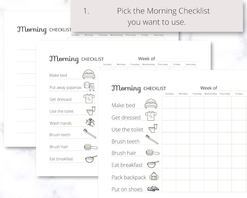 Kids Morning Routine, Kids Morning Checklist, Morning Routine Chart for ...