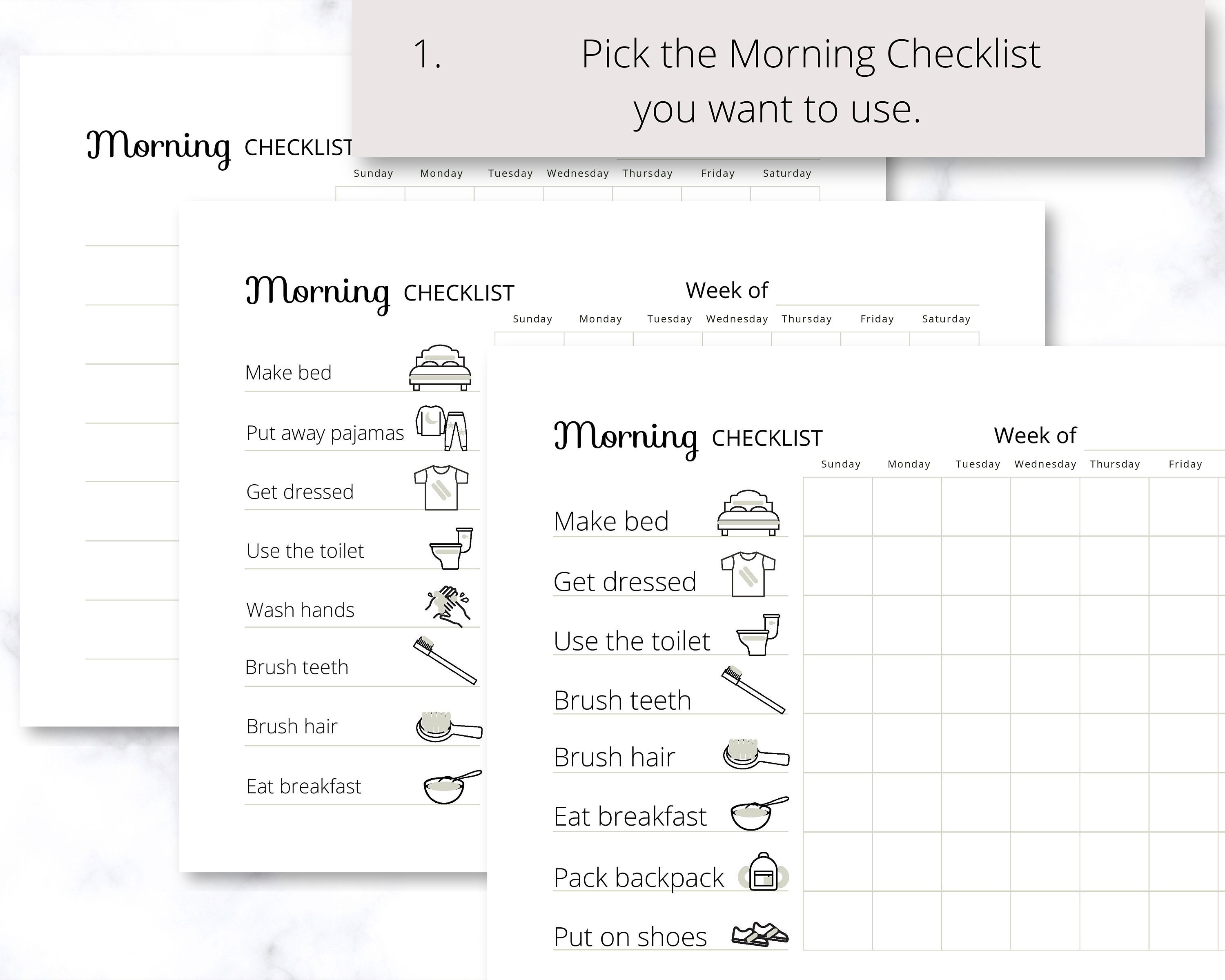 Kids Morning Routine, Kids Morning Checklist, Morning Routine Chart for ...