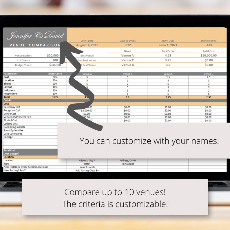 Wedding Planning Excel Spreadsheet Template, Wedding Planning Tracker ...