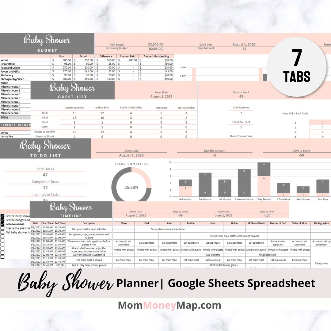 Baby Shower Planner Template Baby Shower Party Planning Event - Etsy