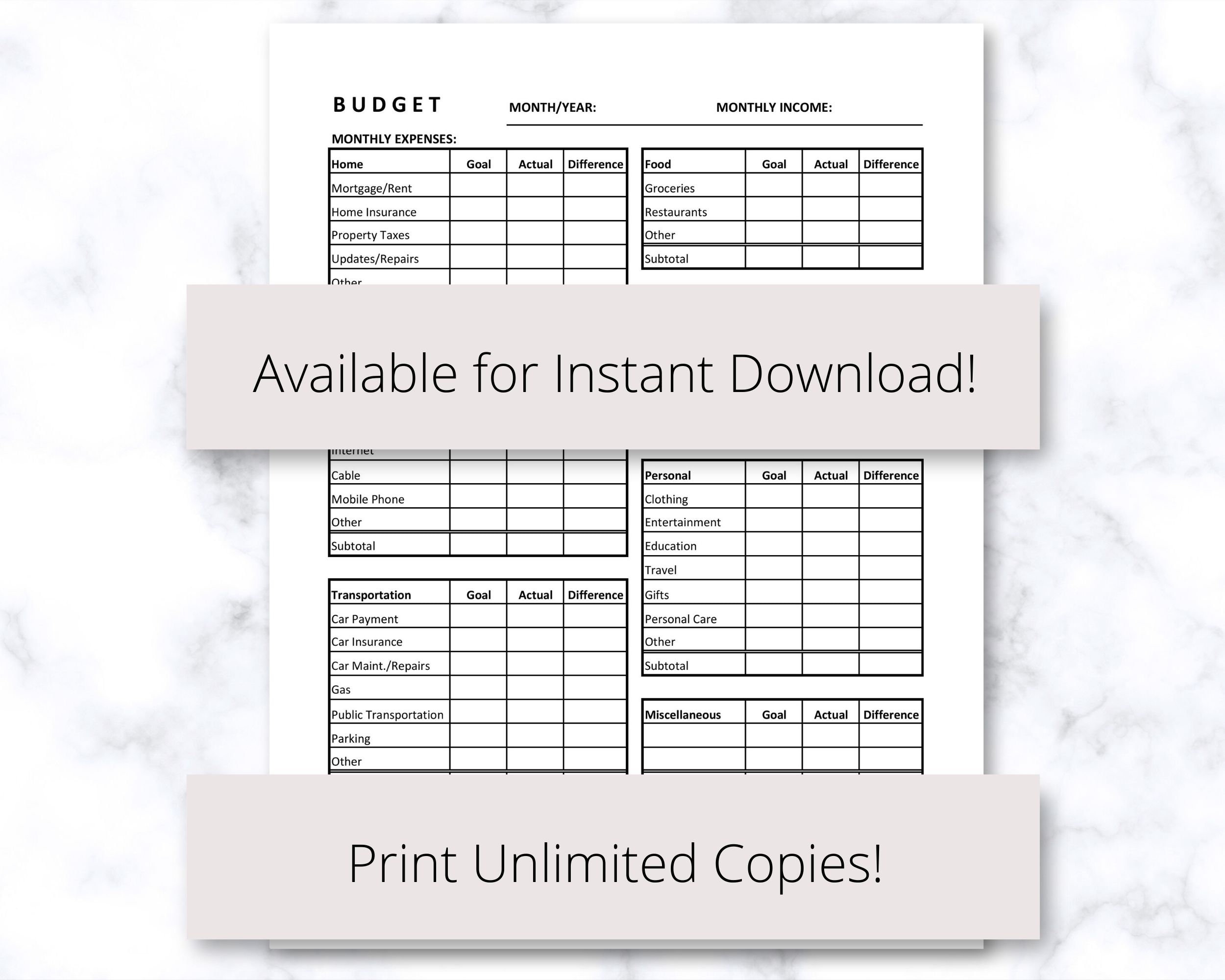 Budget Planner Printable | Budget Inserts | Budget Sheets | Budget Kit ...